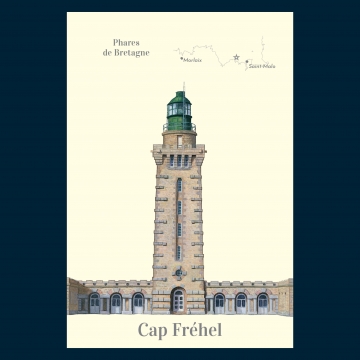 Carte postale illustrée - Cap Fréhel - Collection Phares de Bretagne