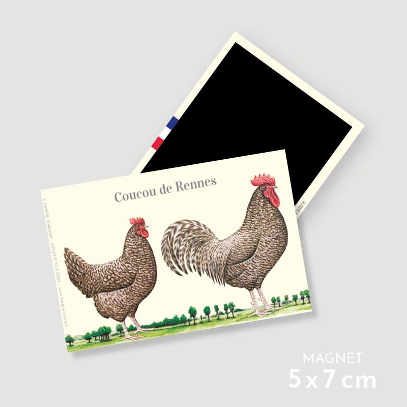 Magnet illustré - Coucou de Rennes - Collection Poules - Longue-vue